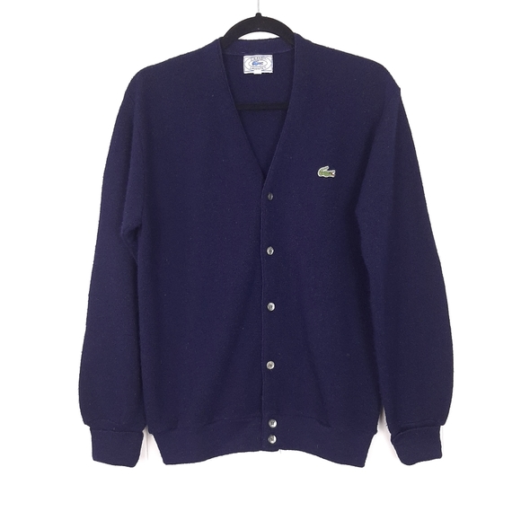 Lacoste | Sweaters | Izod Lacoste Vintage Orlon Acrylic Knit Cardigan Logo Preppy Navy Blue Old ...